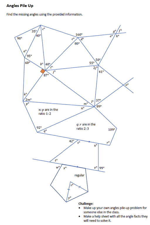 Angles Pile Up – Starting Points Maths
