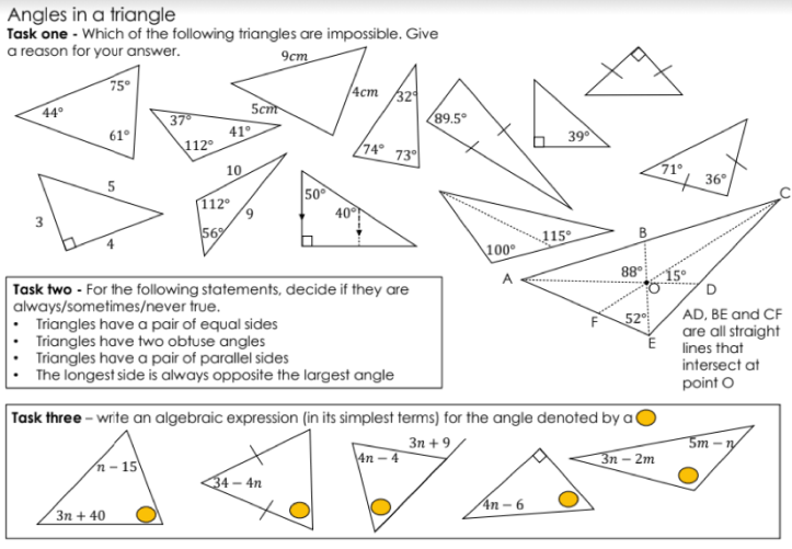Angles in a triangle – Starting Points Maths